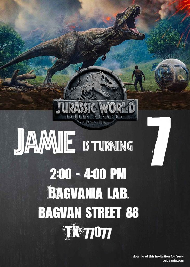 Jurassic World : Fallen Kingdom Birthday Party Ideas - FREE Invitation included!