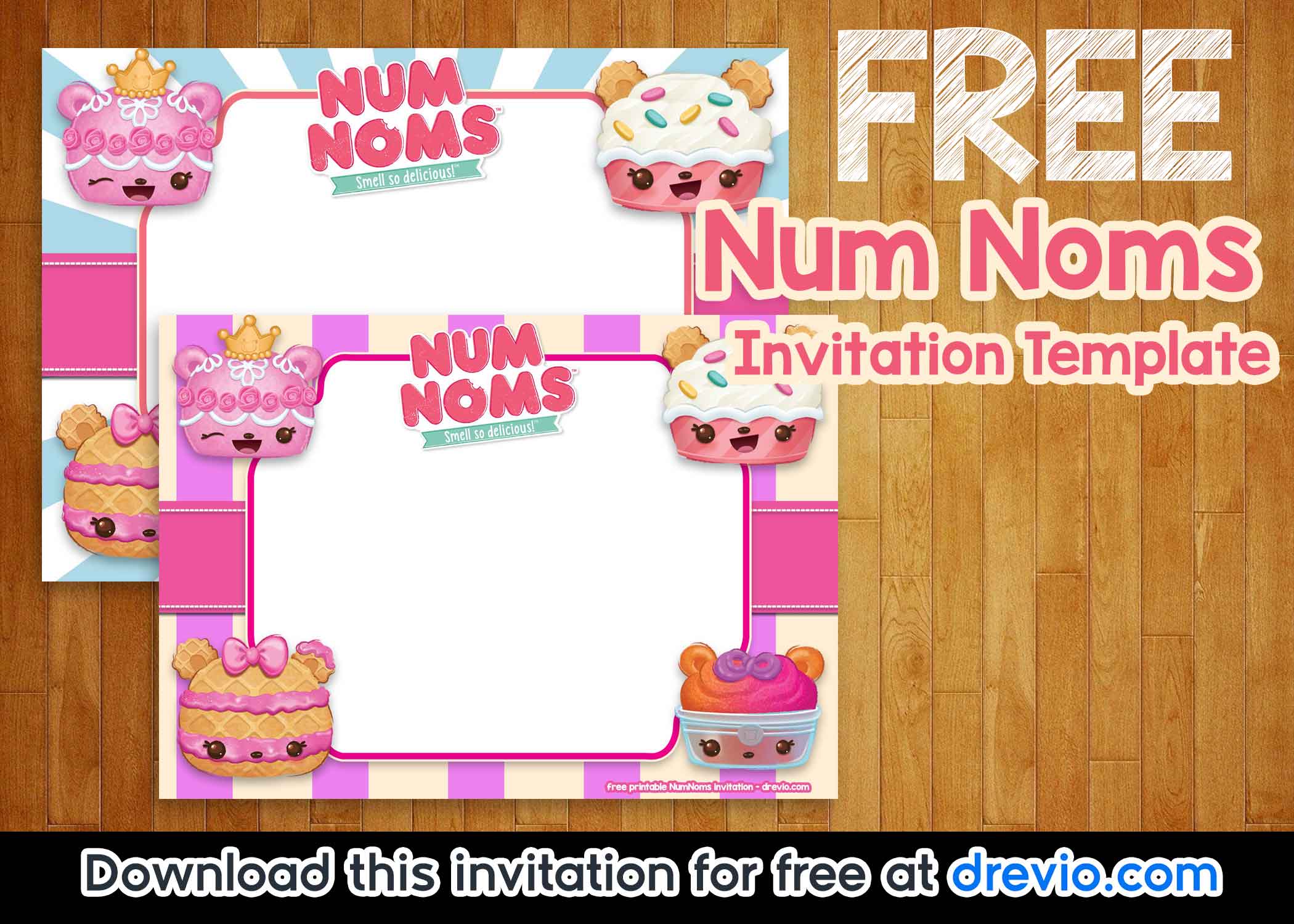 FREE Printable Num Noms Invitations Templates