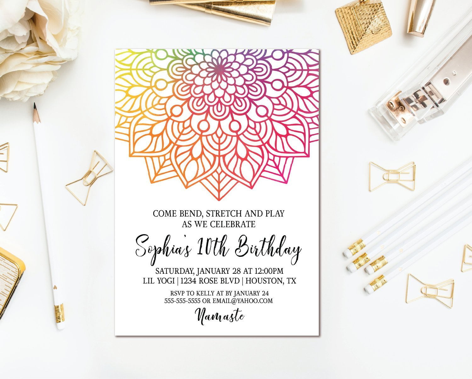 FREE Printable Mandala Yoga Invitation Templates