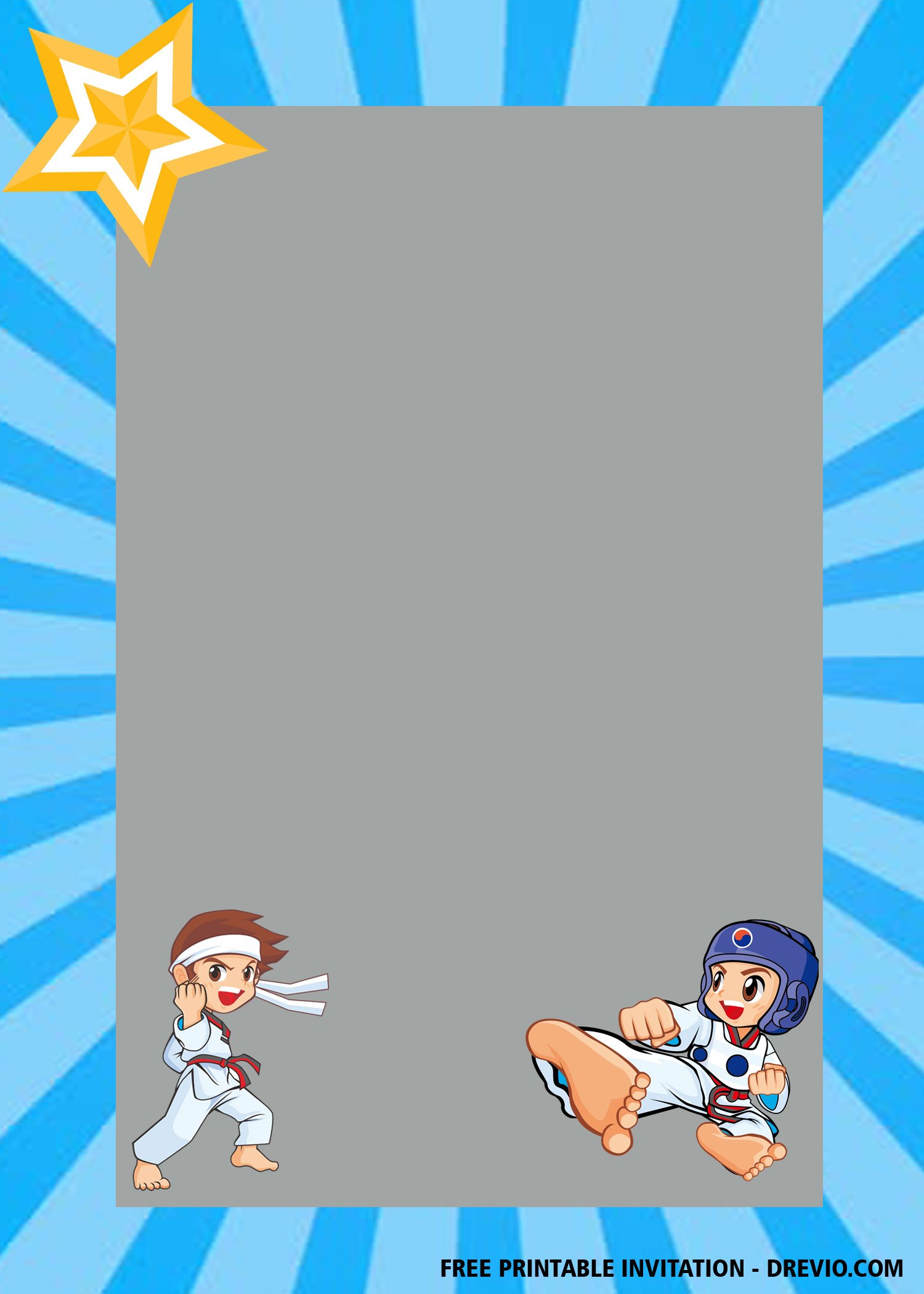 FREE Printable Karate Birthday Invitation Templates