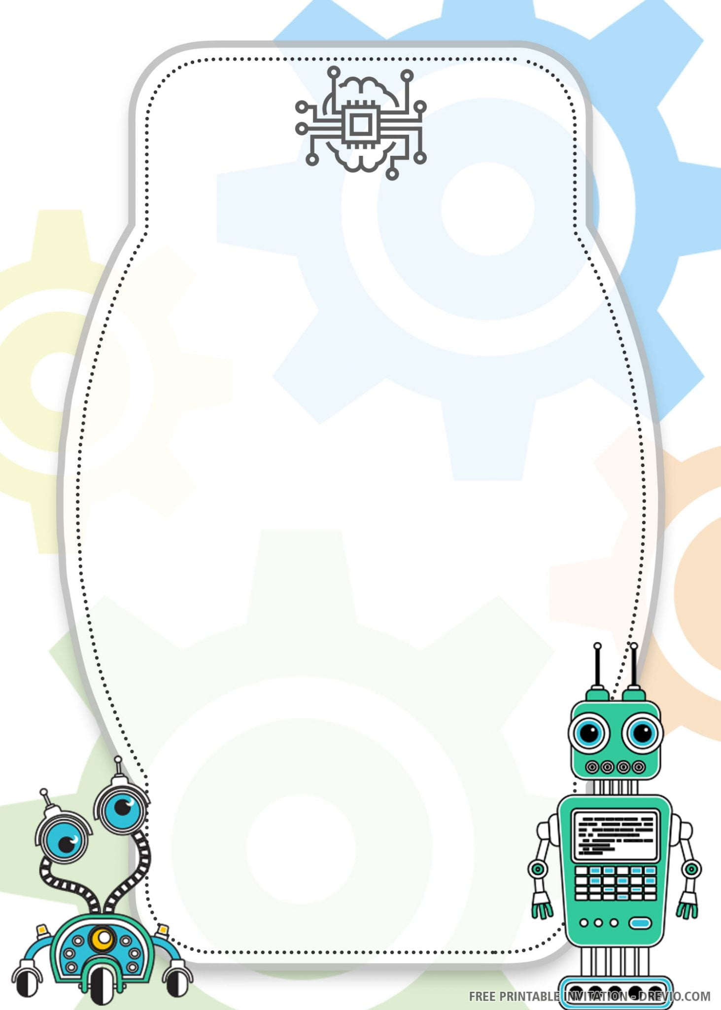 (FREE PRINTABLE) Impressive Robots Birthday Invitation Template