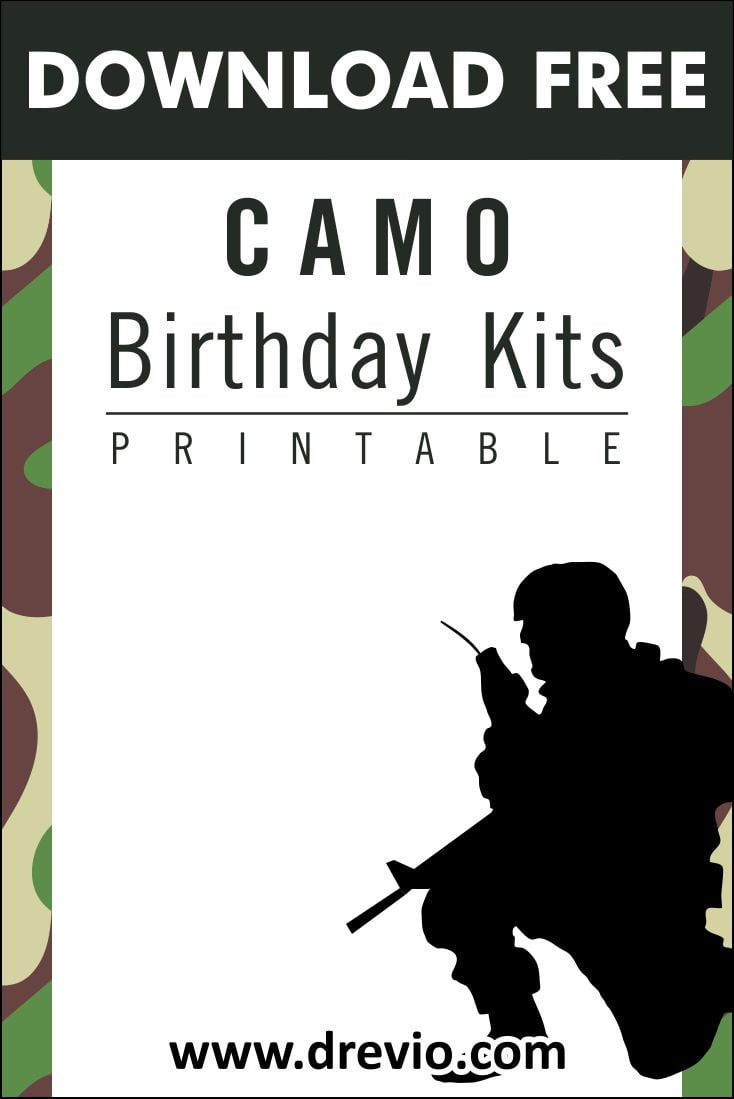 (FREE PRINTABLE) - Camo Birthday Party Kits Templates
