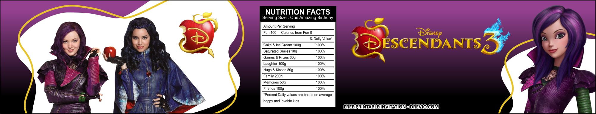 (FREE PRINTABLE) - Descendant 3 Birthday Party Kits Templates