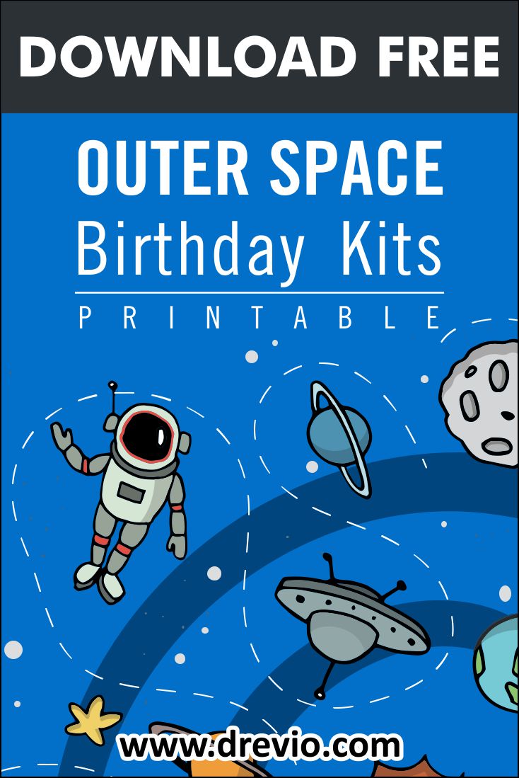 (FREE PRINTABLE) - Outer-Space Birthday Party Kits Templates