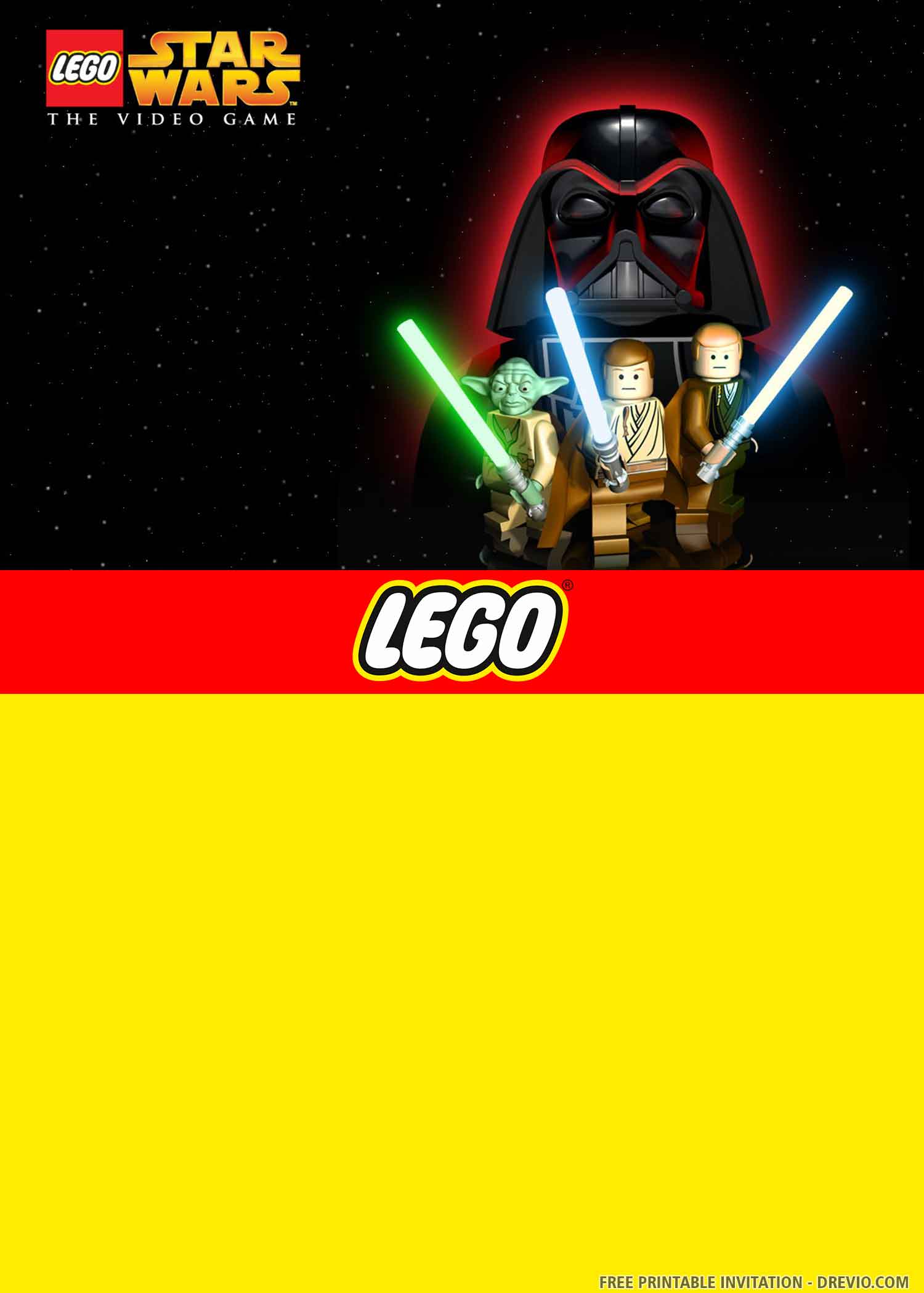 (FREE PRINTABLE) – Lego Star Wars Birthday Invitation Templates
