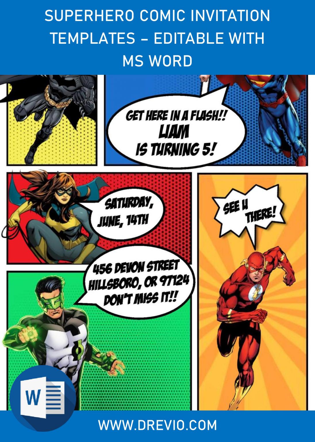 Superhero Comic Invitation Templates - Editable With Ms Word