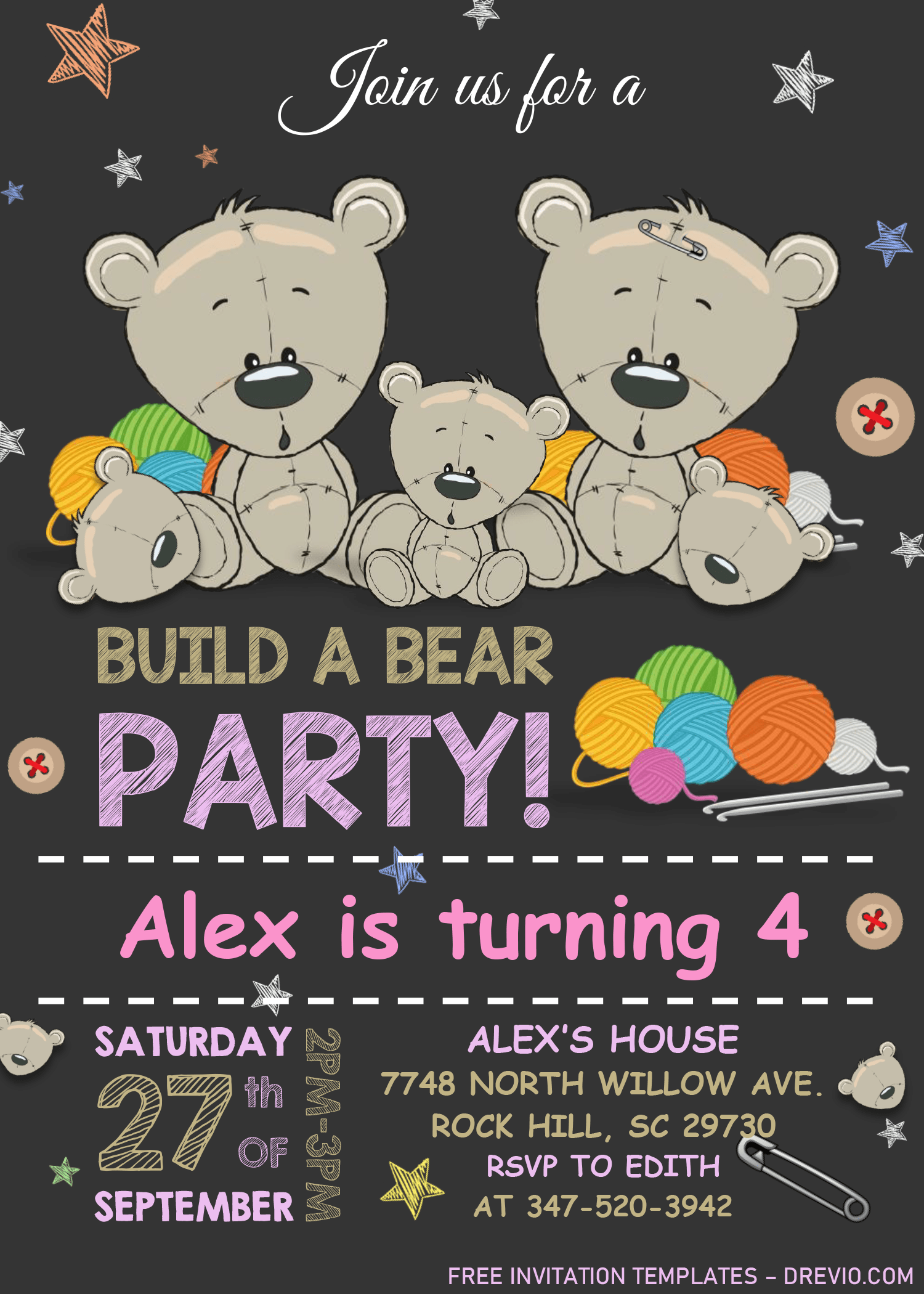 Build A Bear Birthday Invitation Templates - Editable With MS Word