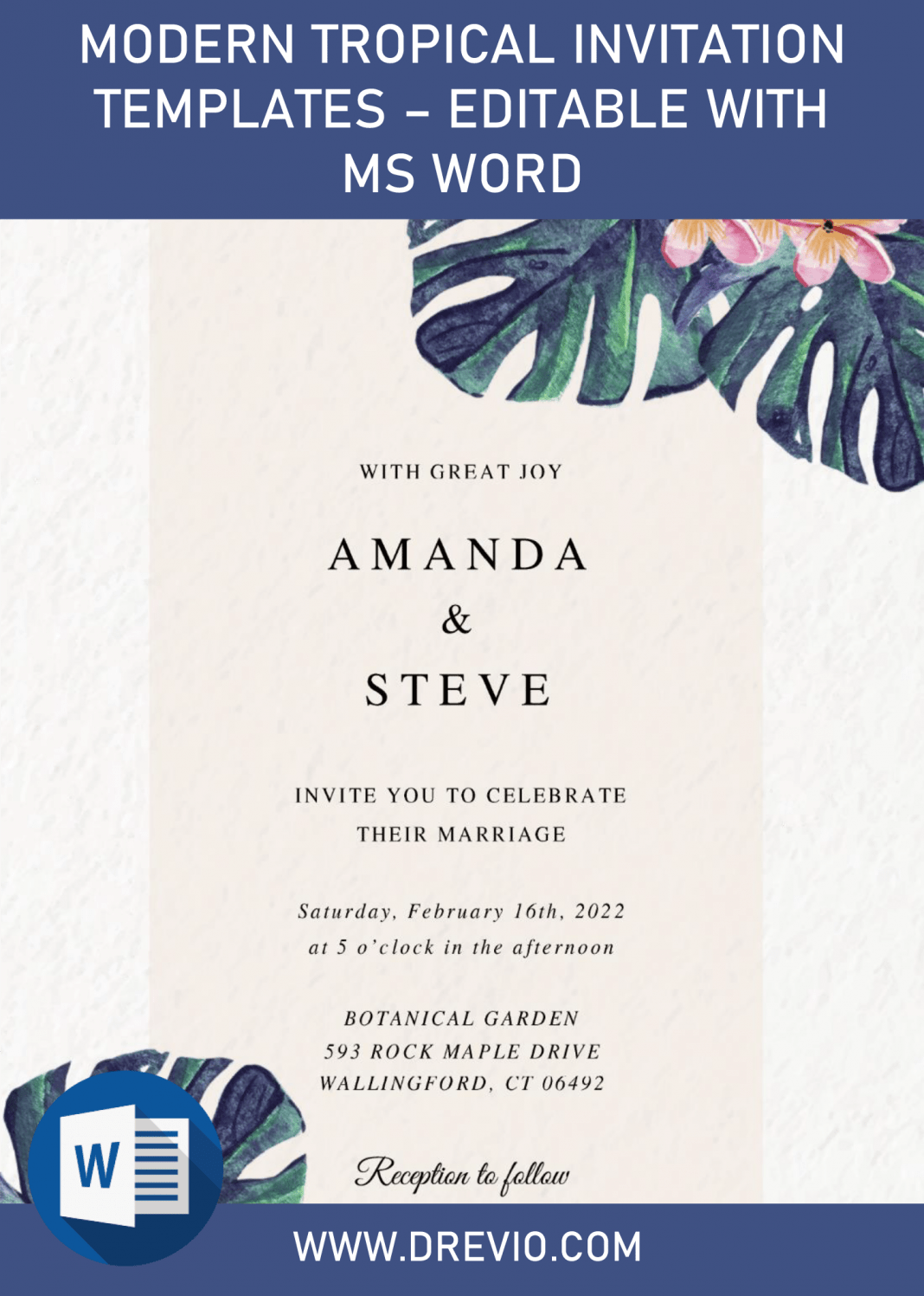 Modern Tropical Invitation Templates - Editable With MS Word