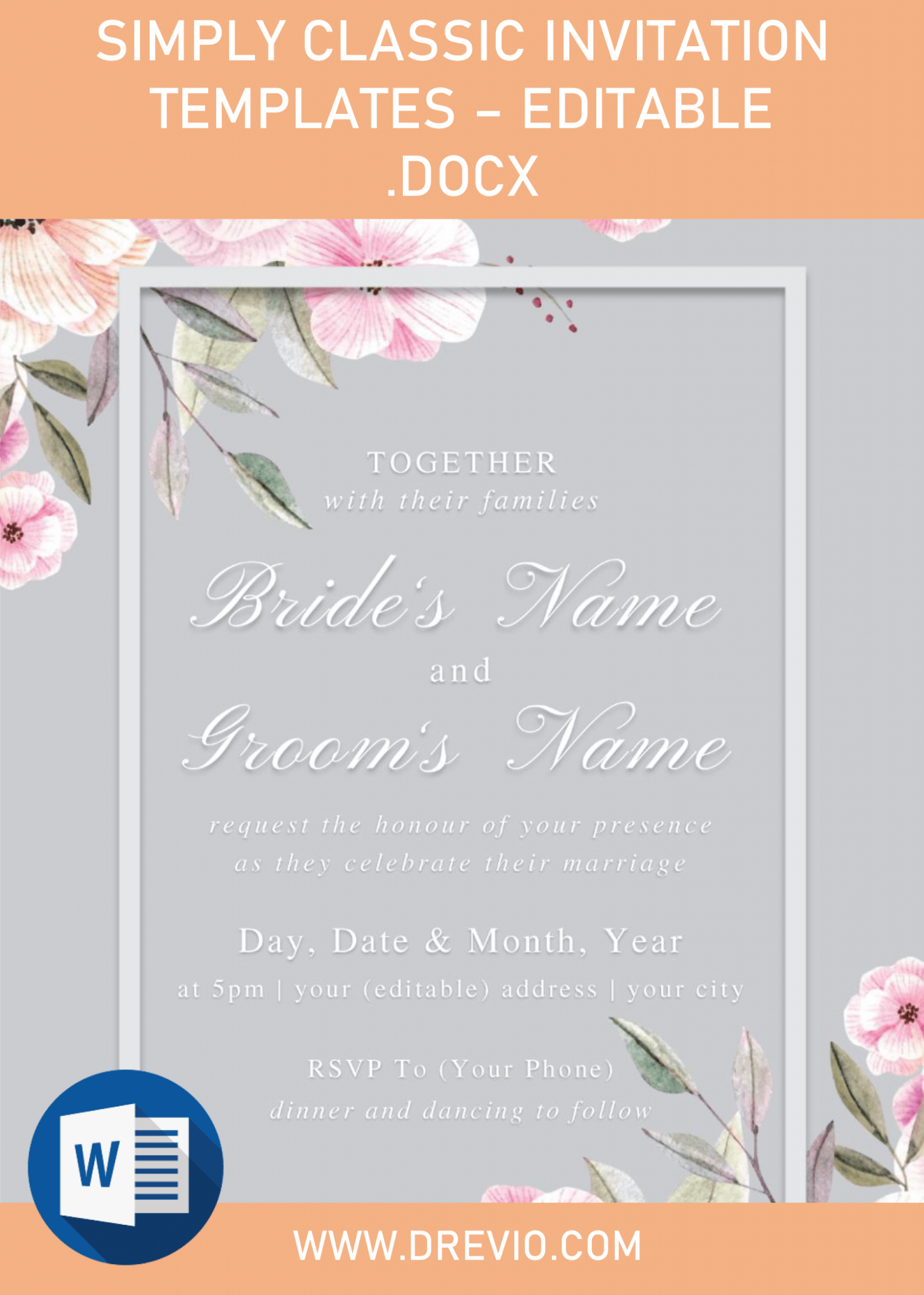 Simply Classic Invitation Templates - Editable .Docx