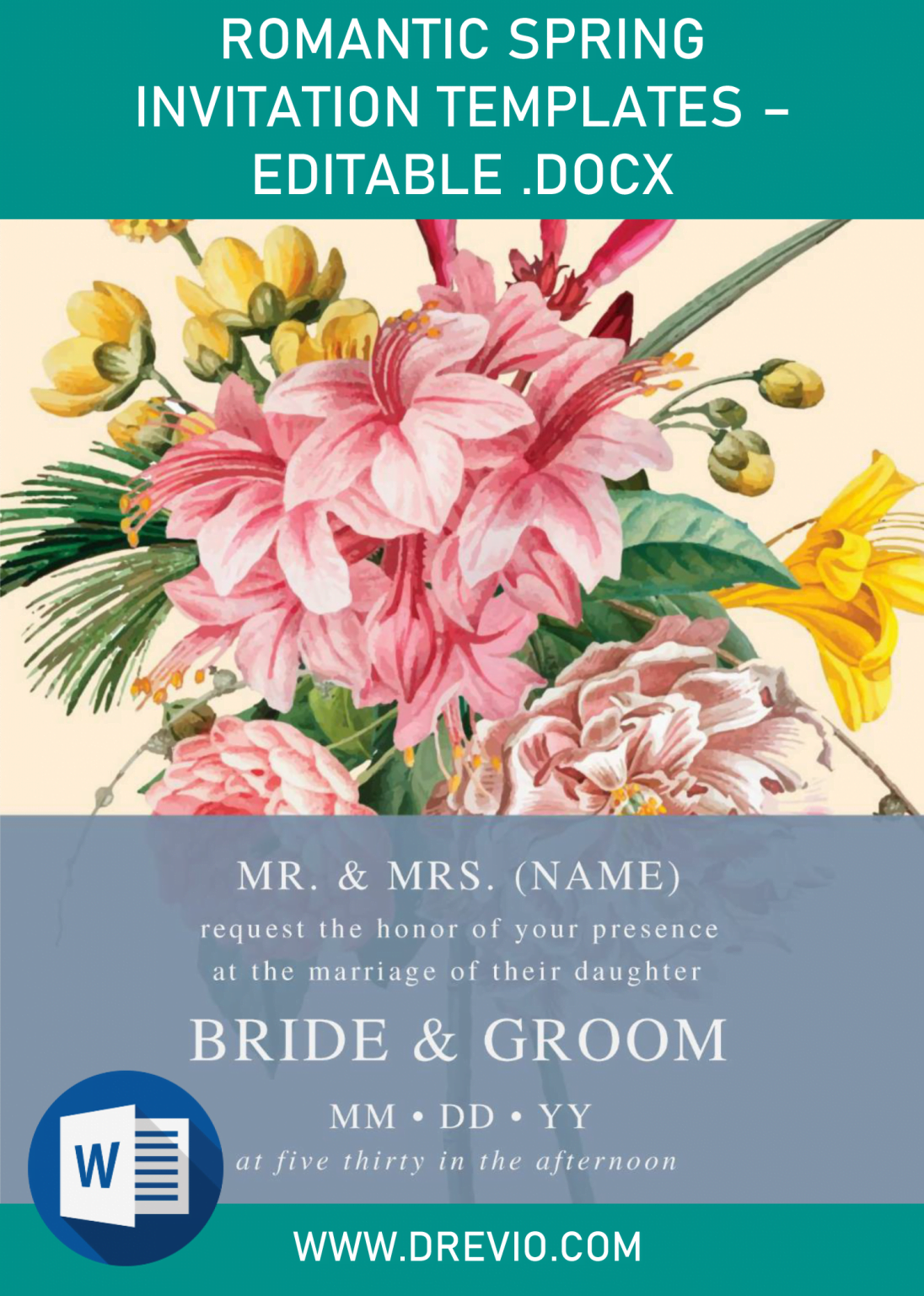 Romantic Spring Invitation Templates - Editable .Docx