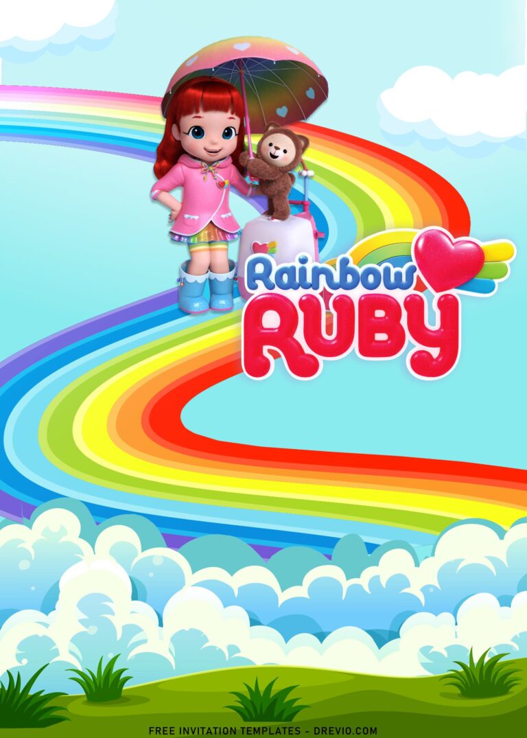 11+ Rainbow Ruby Birthday Invitation Templates For Your Daughter's Birthday