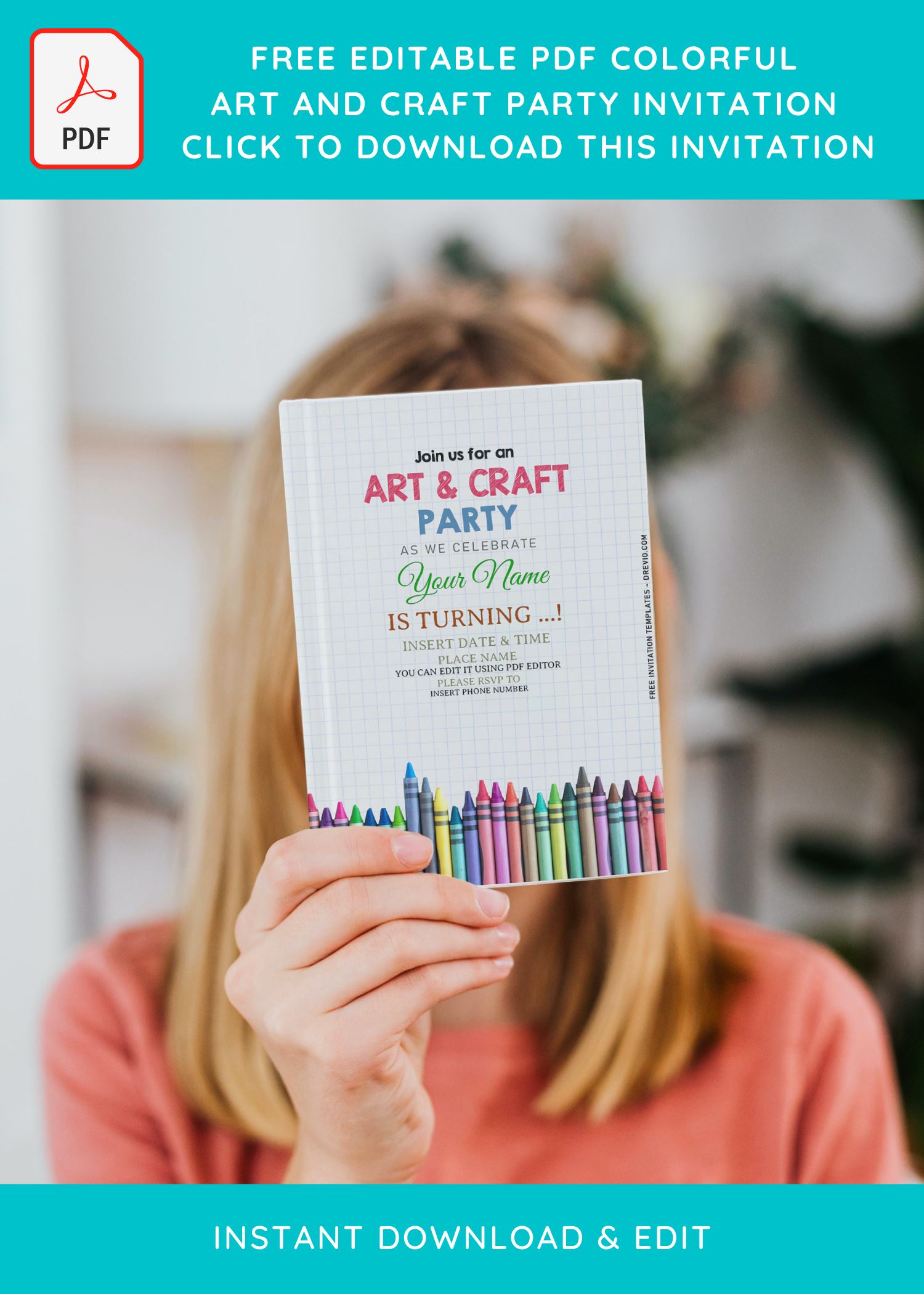 (Free Editable PDF) Colorful Art & Craft Party Invitation Templates