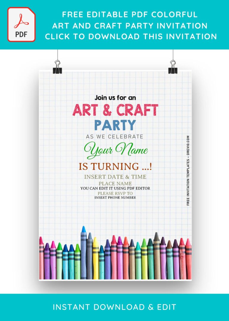 (Free Editable PDF) Colorful Art & Craft Party Invitation Templates