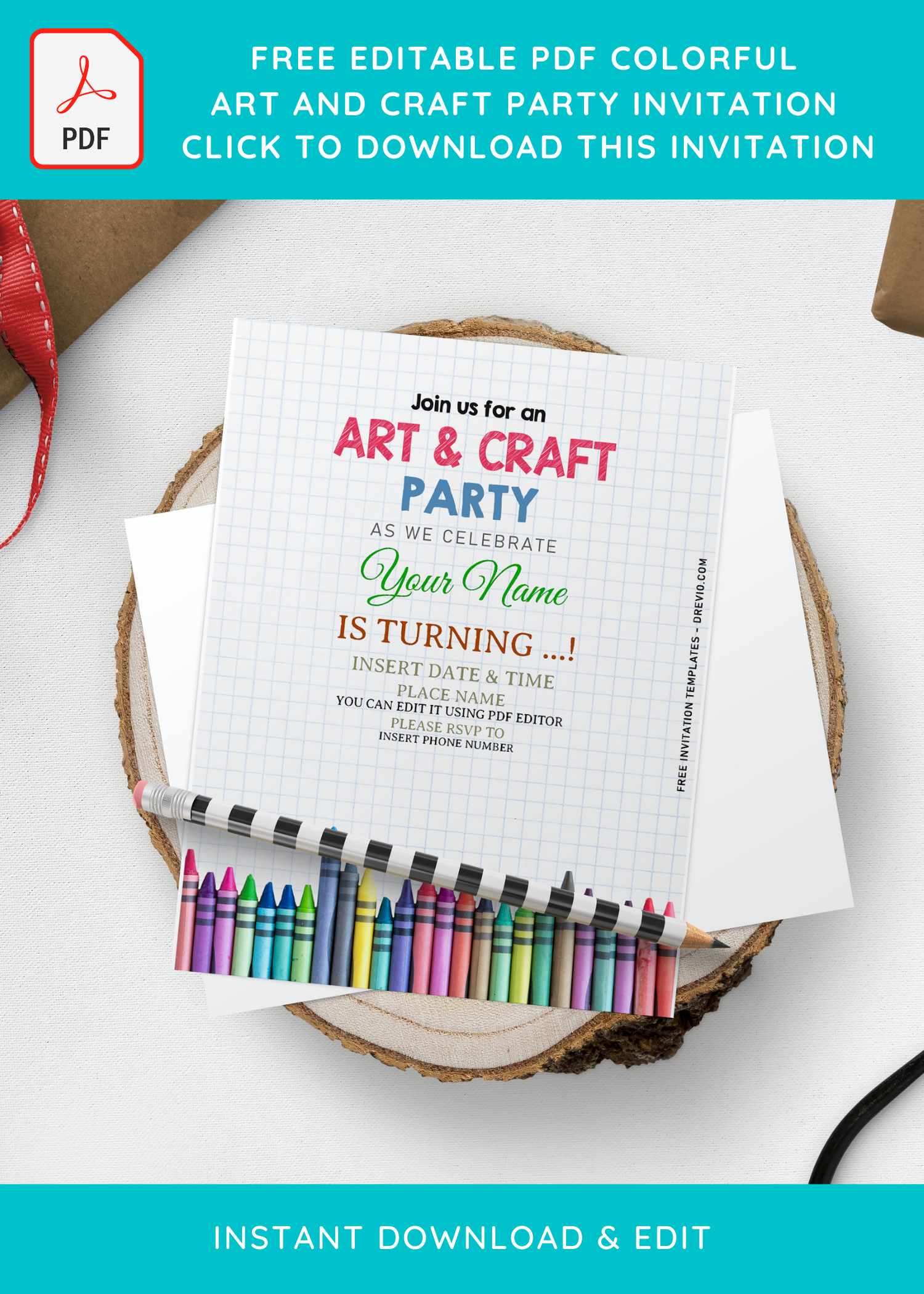 (Free Editable PDF) Colorful Art & Craft Party Invitation Templates