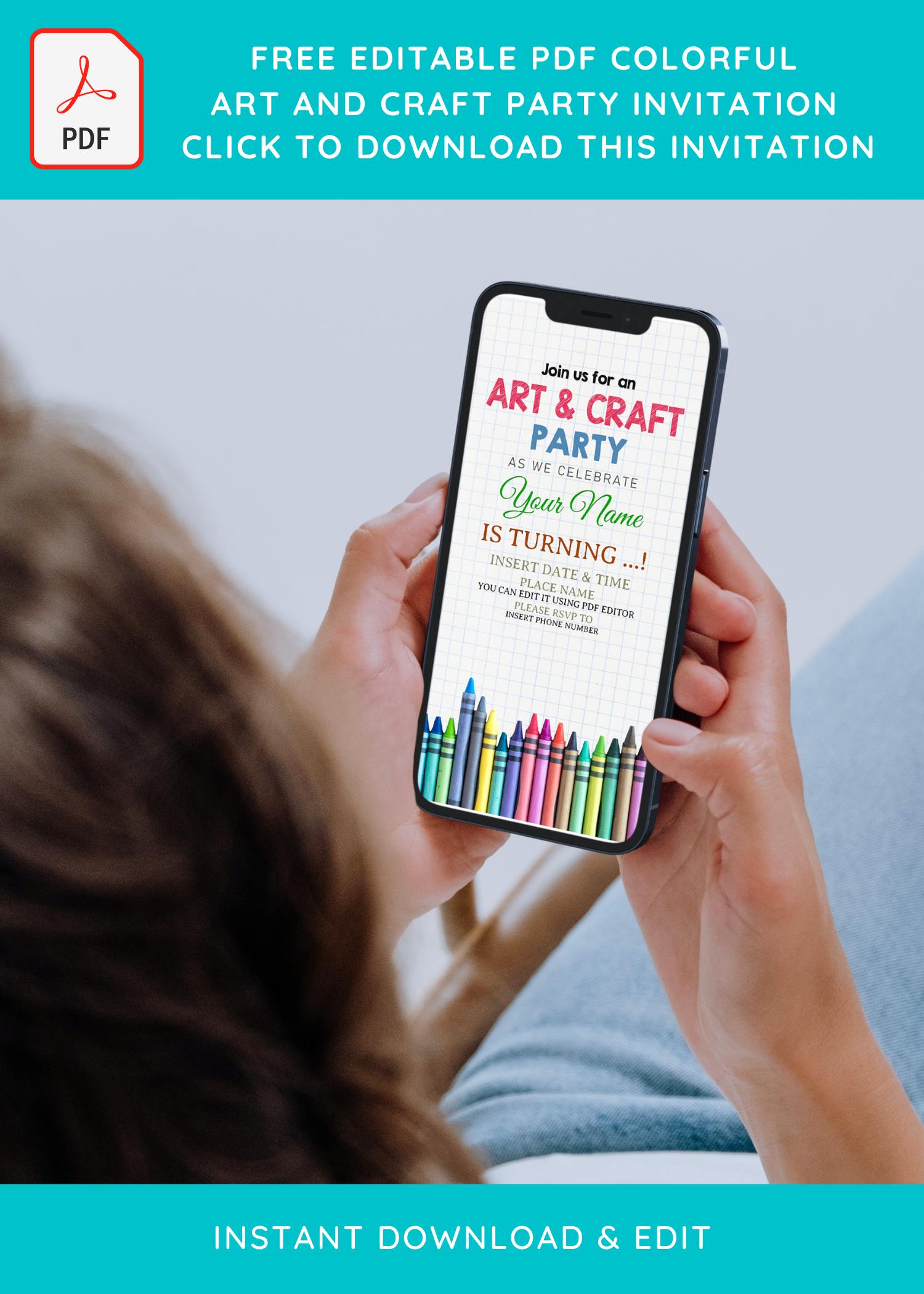 (Free Editable PDF) Colorful Art & Craft Party Invitation Templates