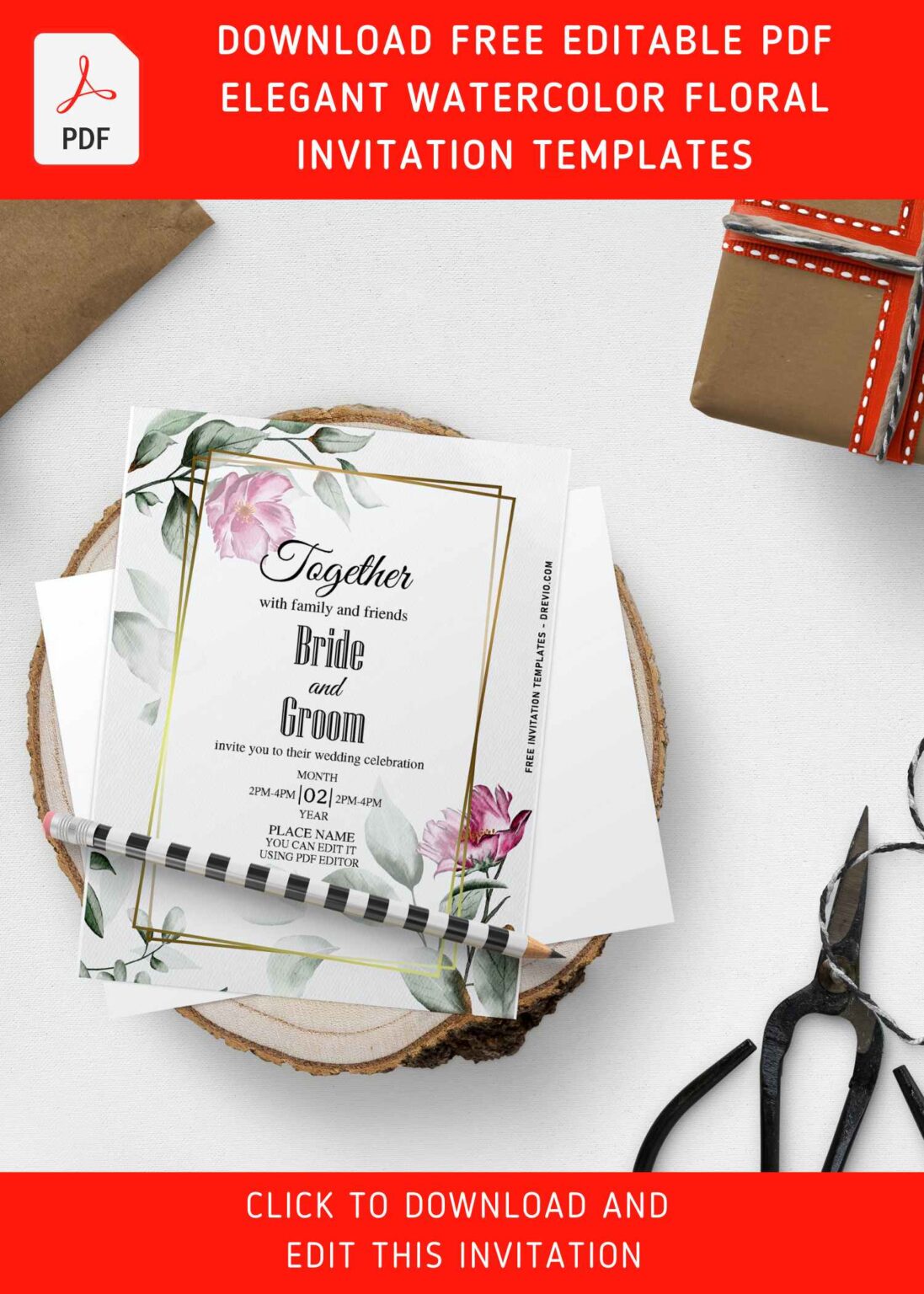 (Free Editable PDF) Chic Southern Magnolia Wedding Invitation Templates