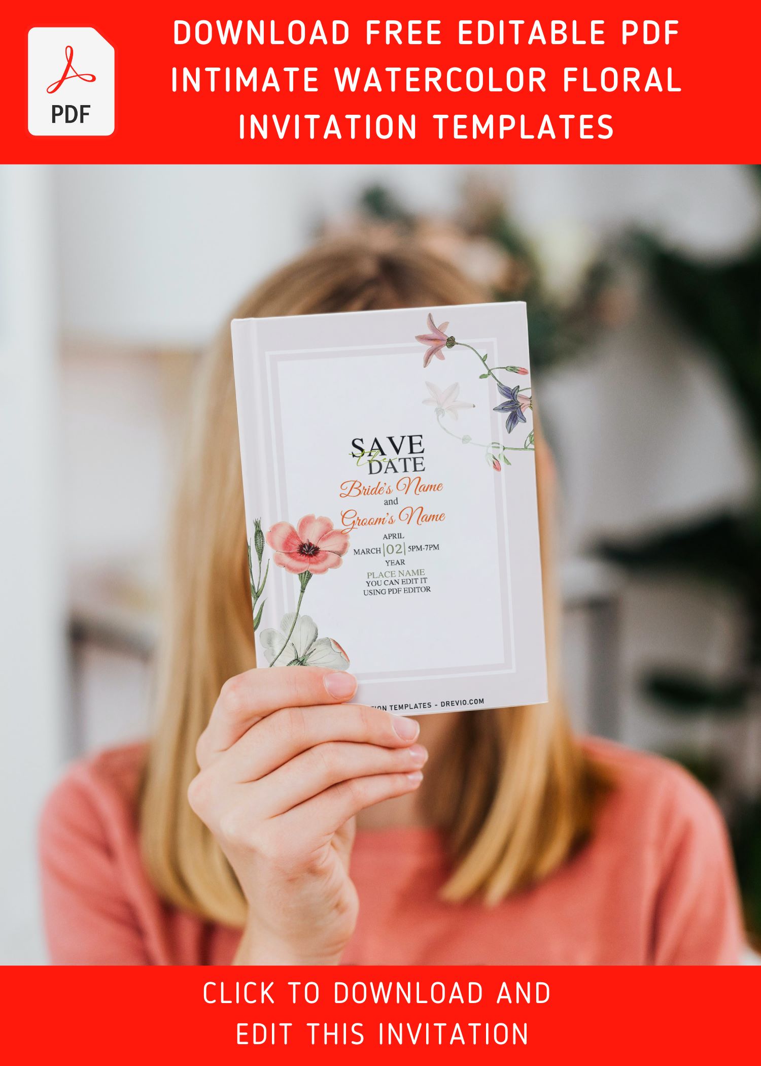 (Free Editable PDF) Blossoming Intimate Floral Wedding Invitation Templates