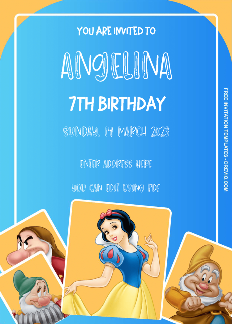 ( Free Editable PDF ) Snow White Birthday Invitation Templates