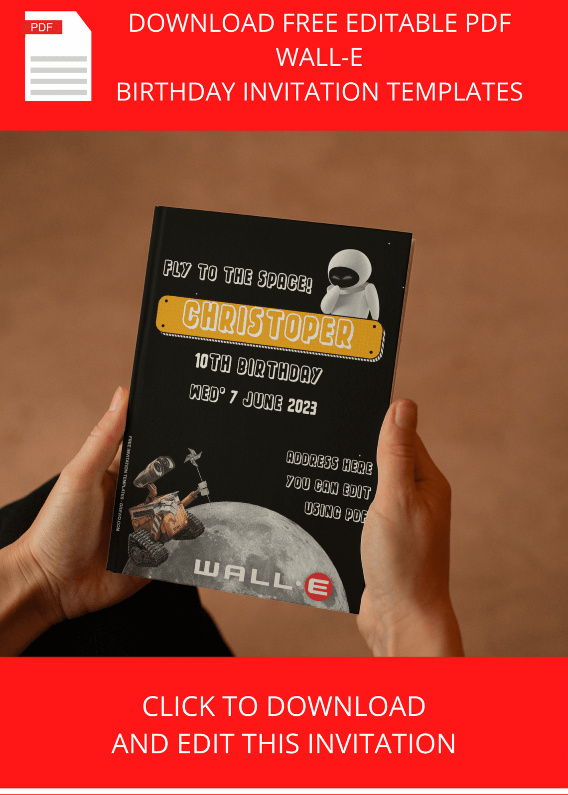 ( Free Editable PDF ) Wall-E Birthday Invitation Templates