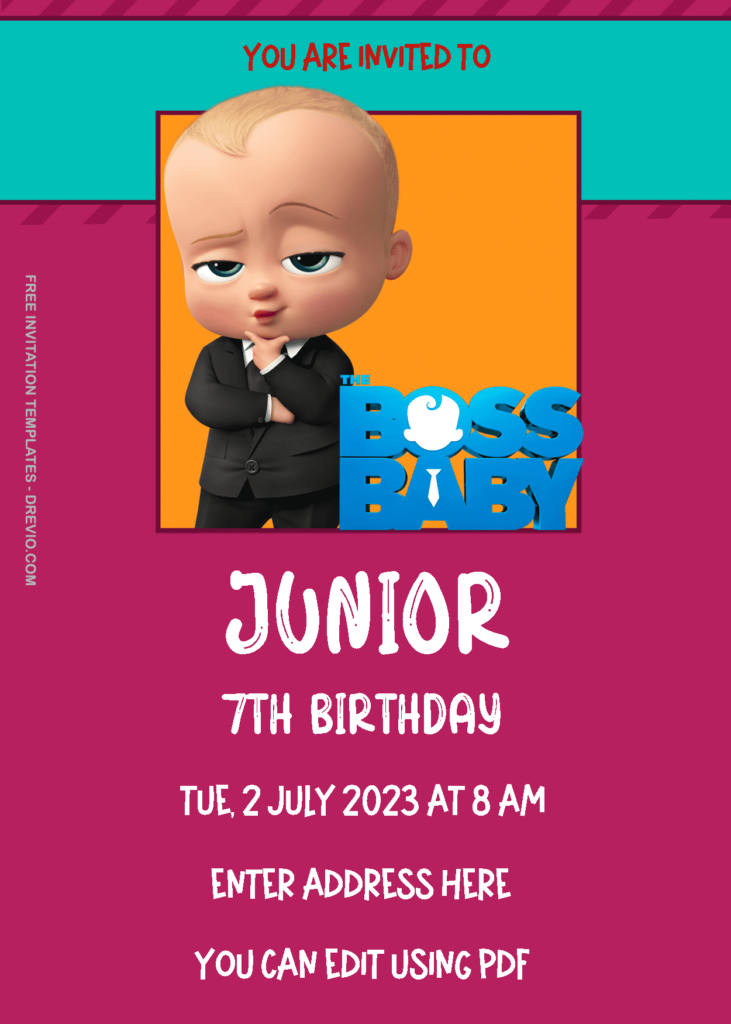 ( Free Editable PDF ) Boss Baby Birthday Invitation Templates