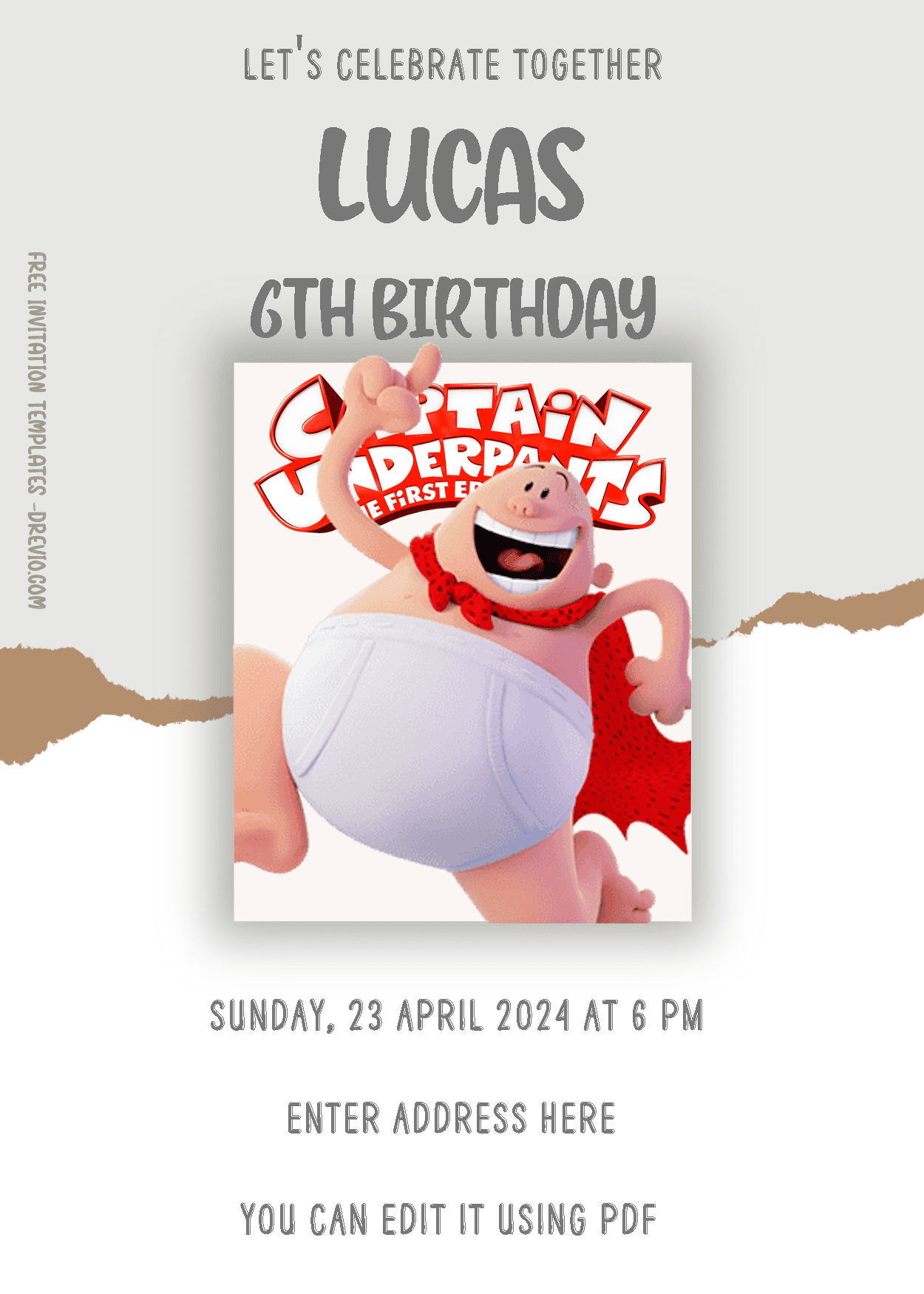 ( Free Editable PDF ) Captain Underpants Birthday Invitation Templates