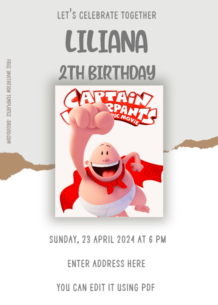( Free Editable PDF ) Captain Underpants Birthday Invitation Templates