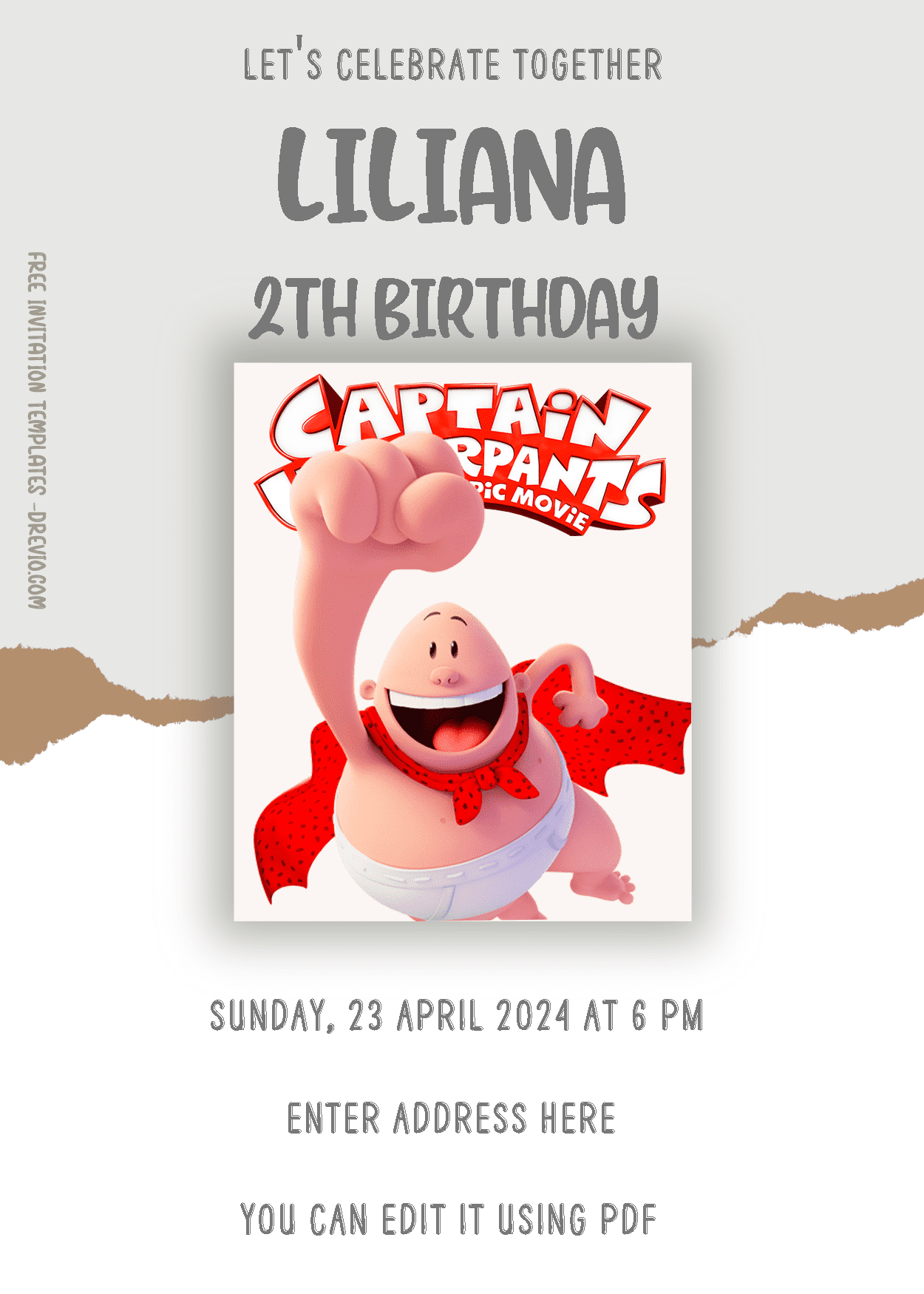 ( Free Editable PDF ) Captain Underpants Birthday Invitation Templates