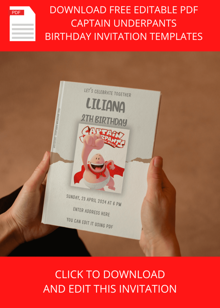 ( Free Editable PDF ) Captain Underpants Birthday Invitation Templates