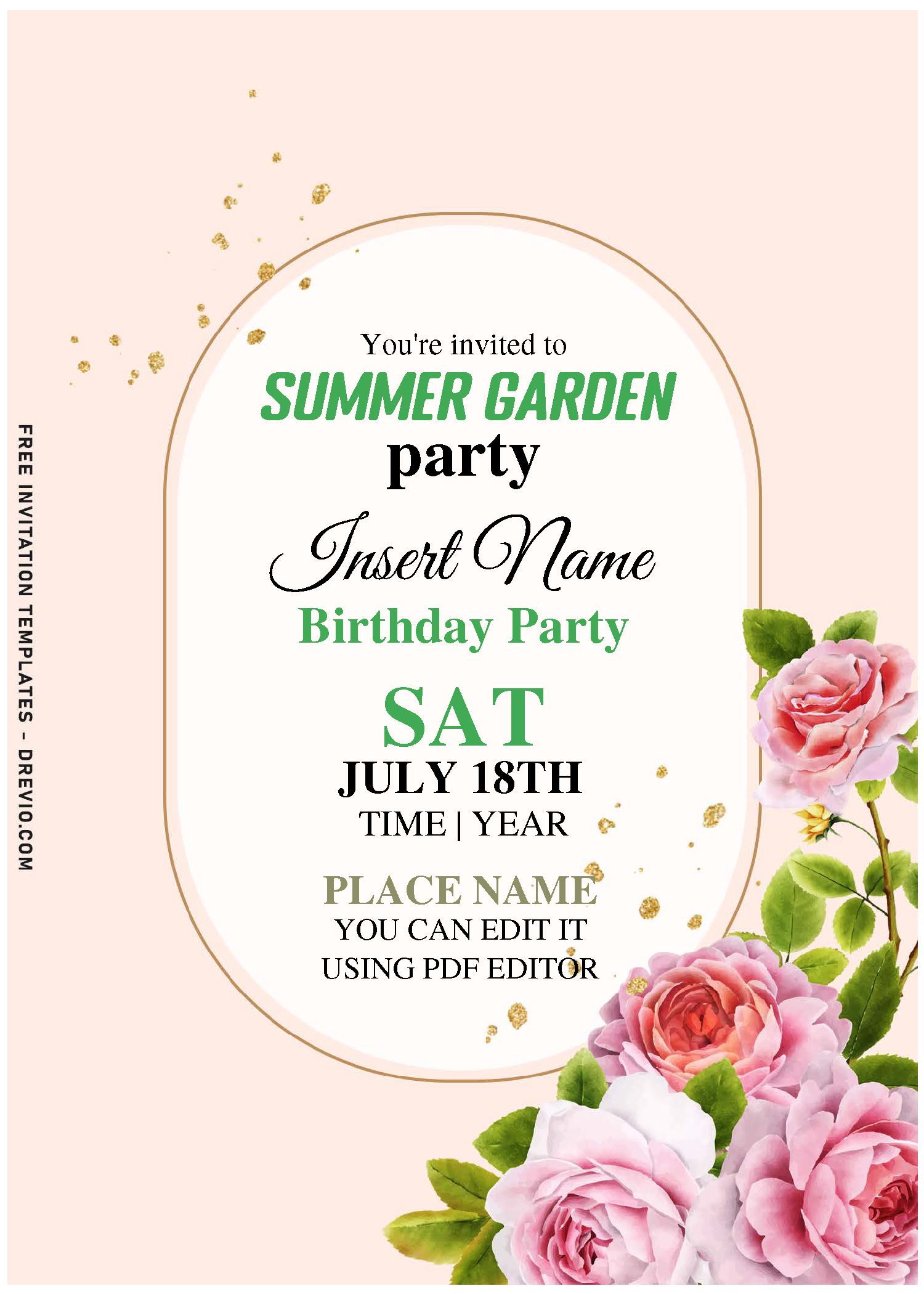 (Free Editable PDF) Sparkling Gold And Satin Pink Rose Invitation Templates