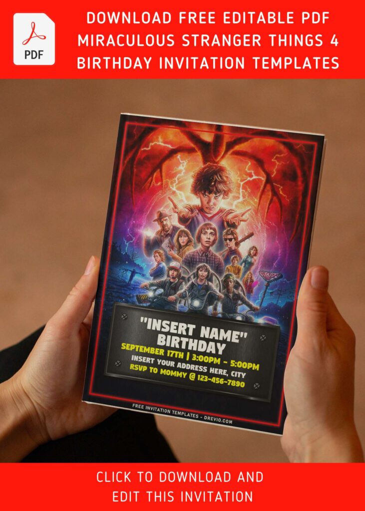 (Free Editable PDF) Retro 80's Stranger Things Halloween Birthday ...