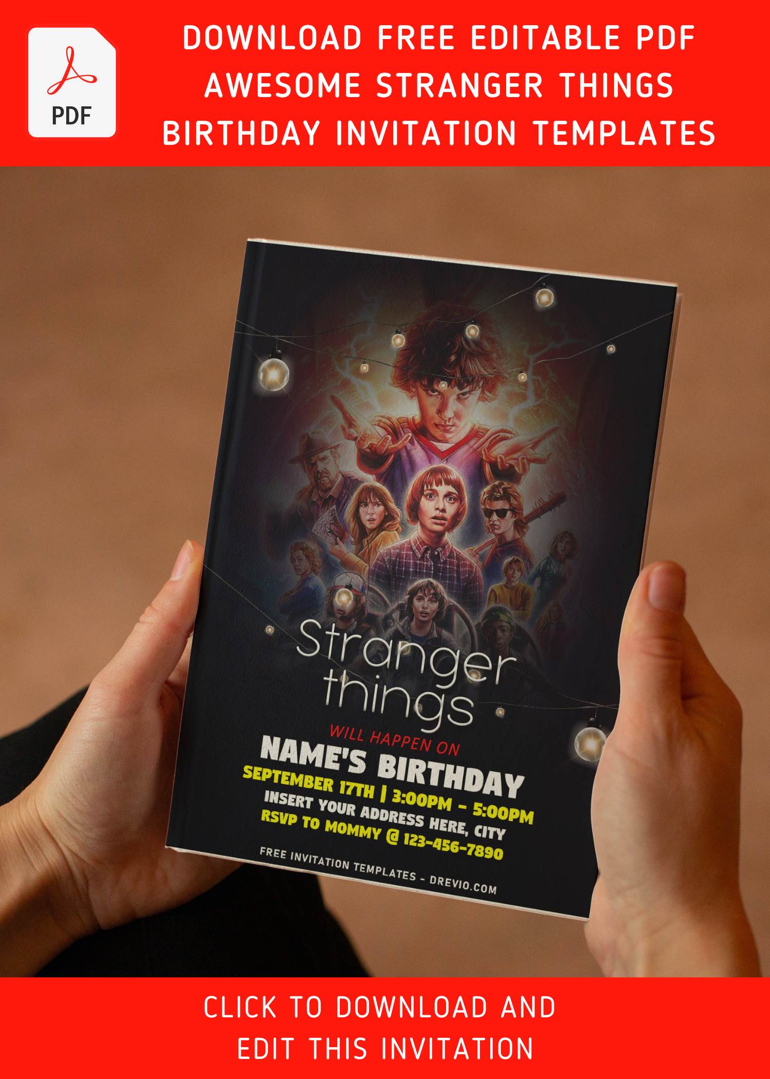 (Free Editable PDF) Awesome Stranger Things Sleepover Birthday ...