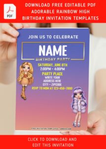 (Free Editable PDF) Adorable Fancy Rainbow High Birthday Invitation ...