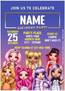 (Free Editable PDF) Adorable Fancy Rainbow High Birthday Invitation ...