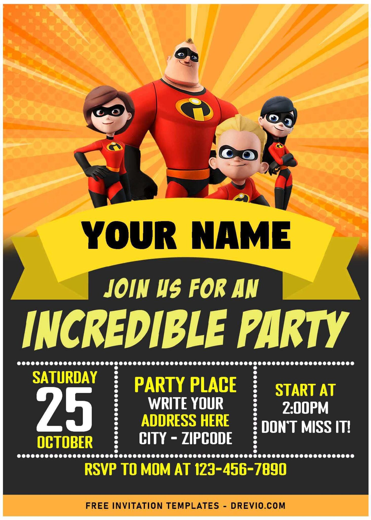 (Free Editable PDF) Epic The Incredible Birthday Invitation Templates ...