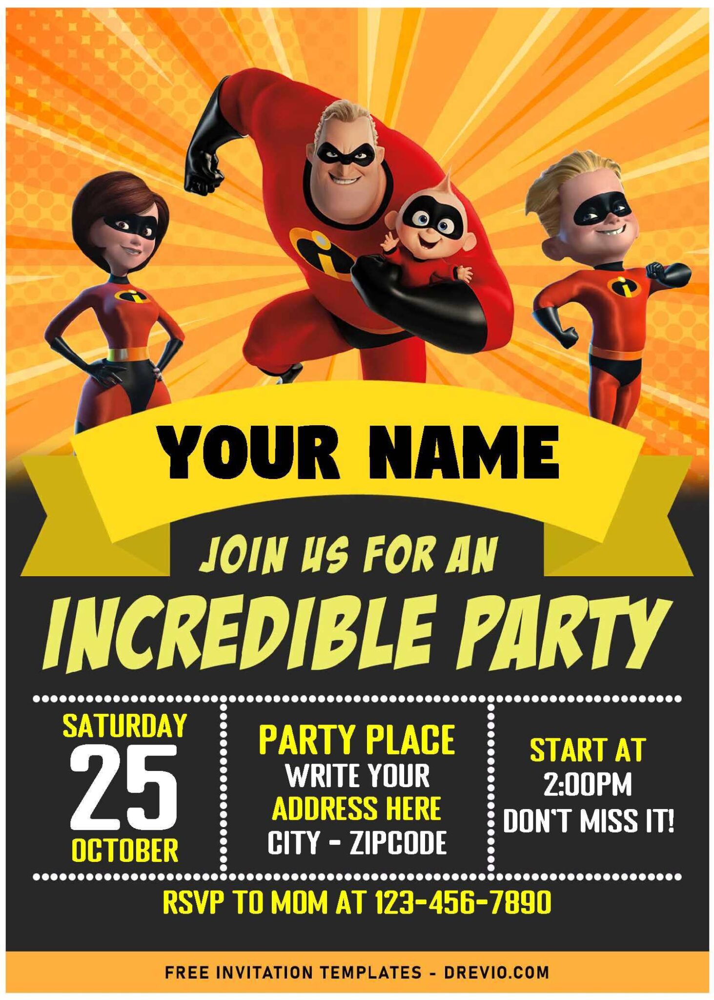 (Free Editable PDF) Epic The Incredible Birthday Invitation Templates ...