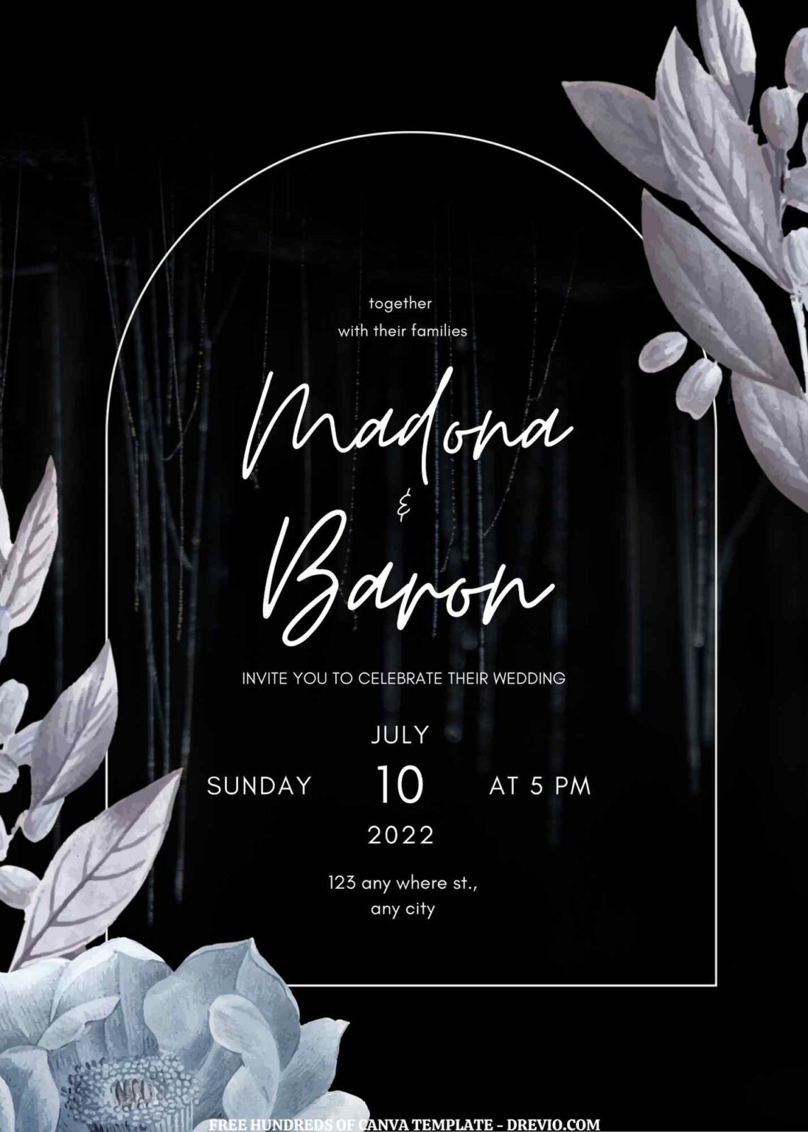 (Free) 11+ Blue Purple Floral Canva Wedding Invitation Templates