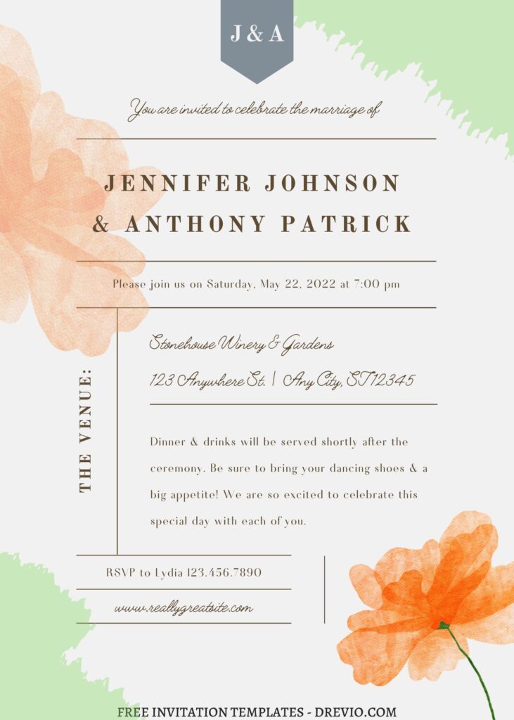 (Free) 8+ Orange Blossoms Canva Wedding Invitation Templates