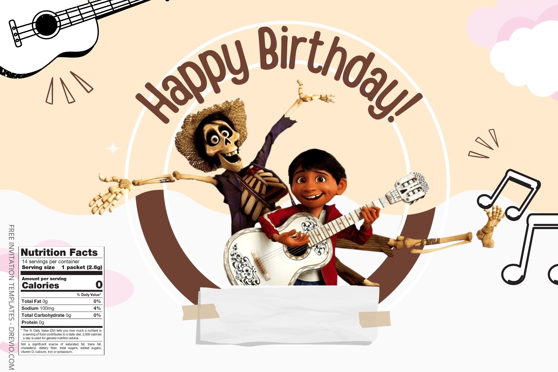 (Free) Coco Canva Birthday Water Bottle Labels