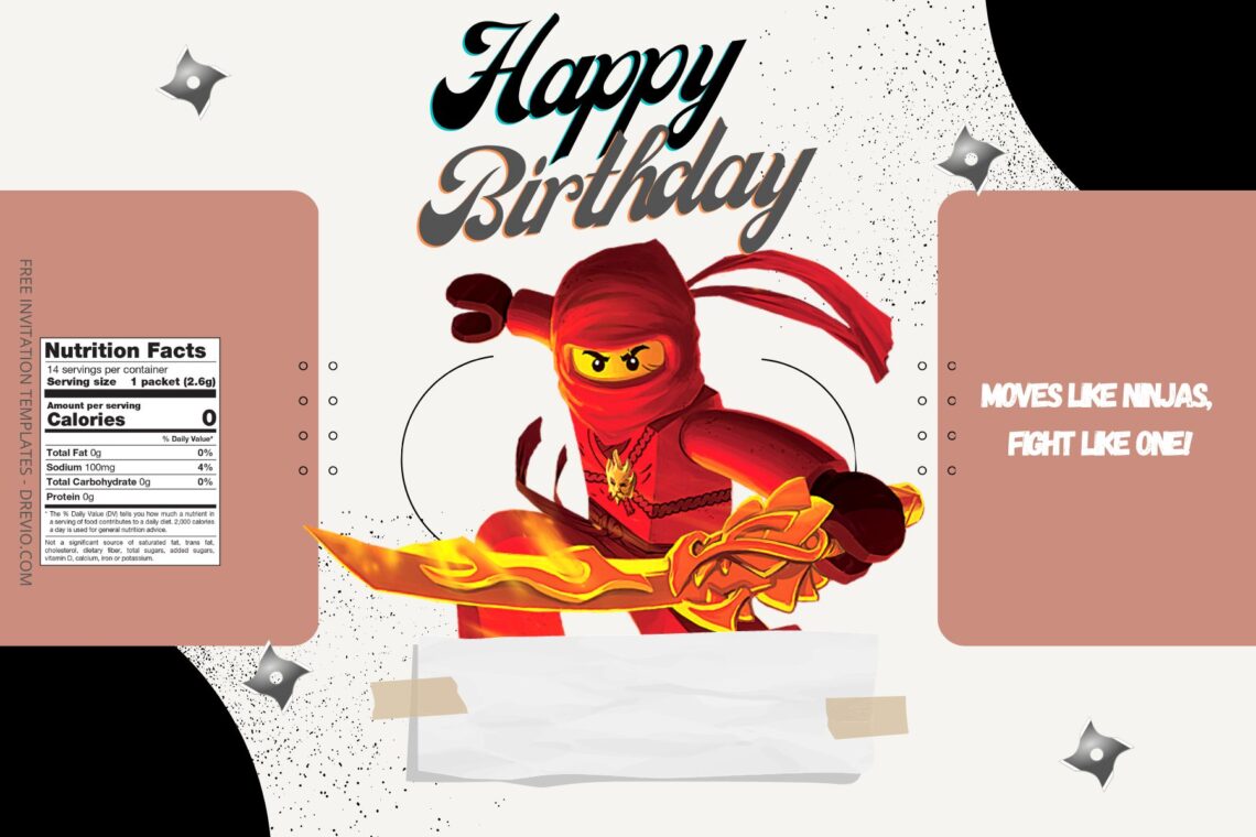 (Free) Lego Ninjago Canva Birthday Water Bottle Labels