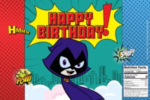 (Free) Teen Titans Canva Birthday Water Bottle Labels