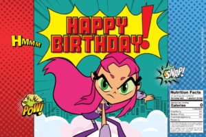 (Free) Teen Titans Canva Birthday Water Bottle Labels