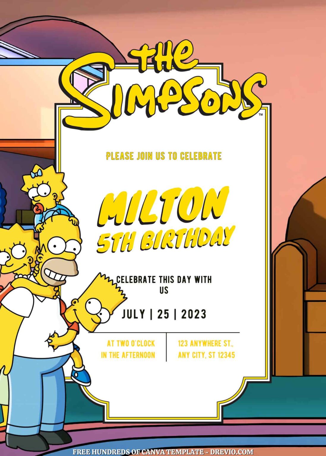 14+ The Simpsons Canva Birthday Invitation Templates