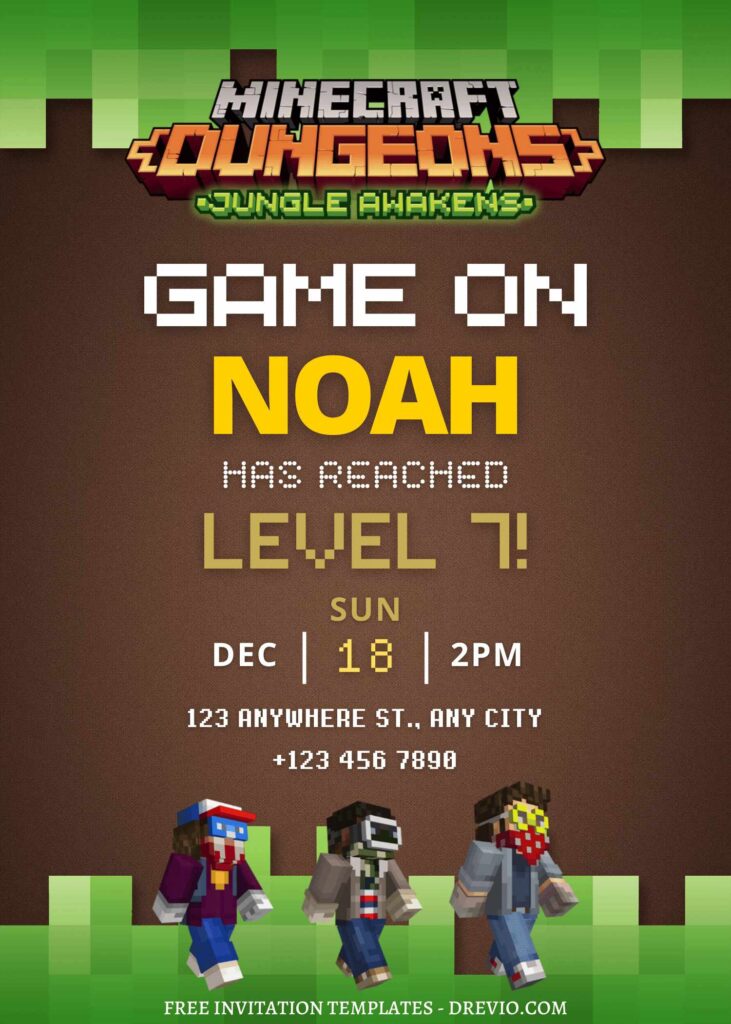 FREE EDITABLE - 11+ Awesome Minecraft Canva Birthday Invitation Templates