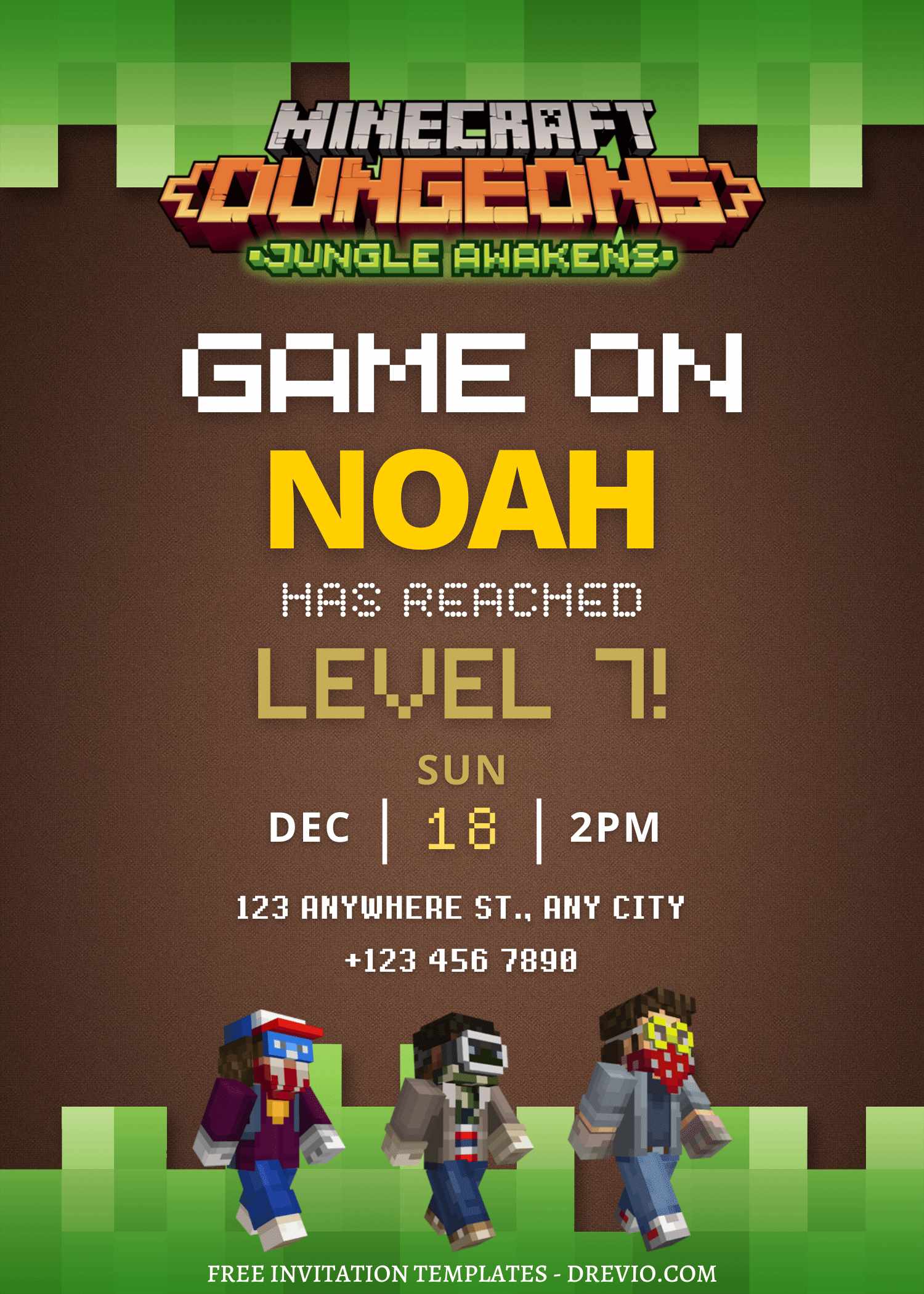 FREE EDITABLE - 11+ Awesome Minecraft Canva Birthday Invitation Templates