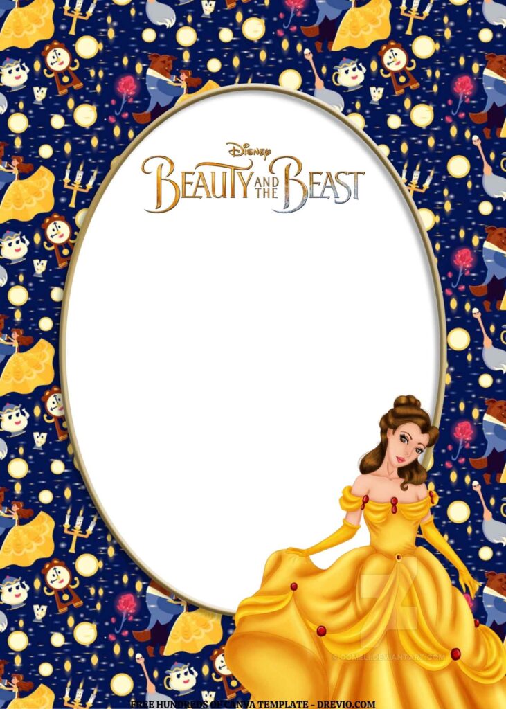 18 Beauty & the Beast Canva Invitation Templates | Drevio