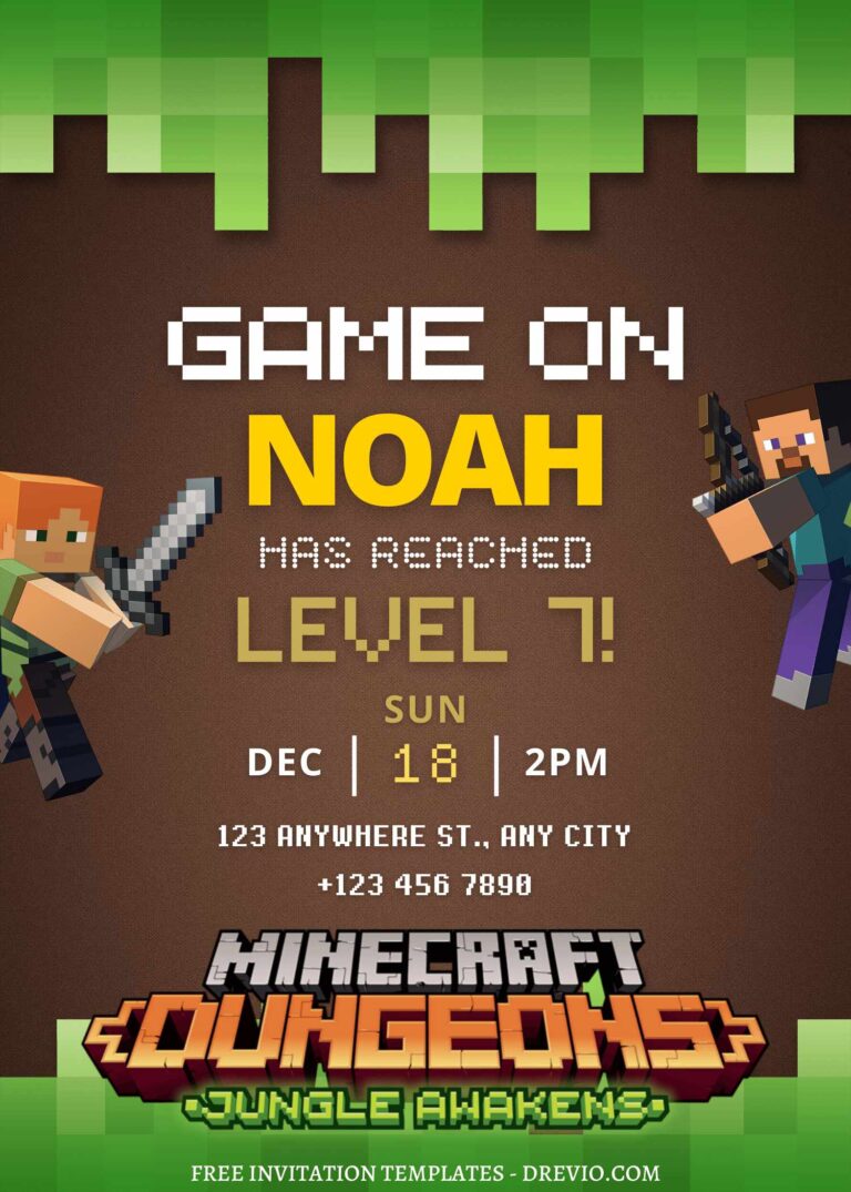 FREE EDITABLE - 11+ Awesome Minecraft Canva Birthday Invitation Templates