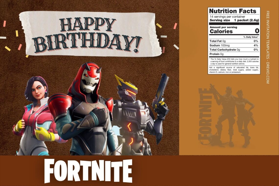 (Free Editable) Fortnite Canva Birthday Water Bottle Labels