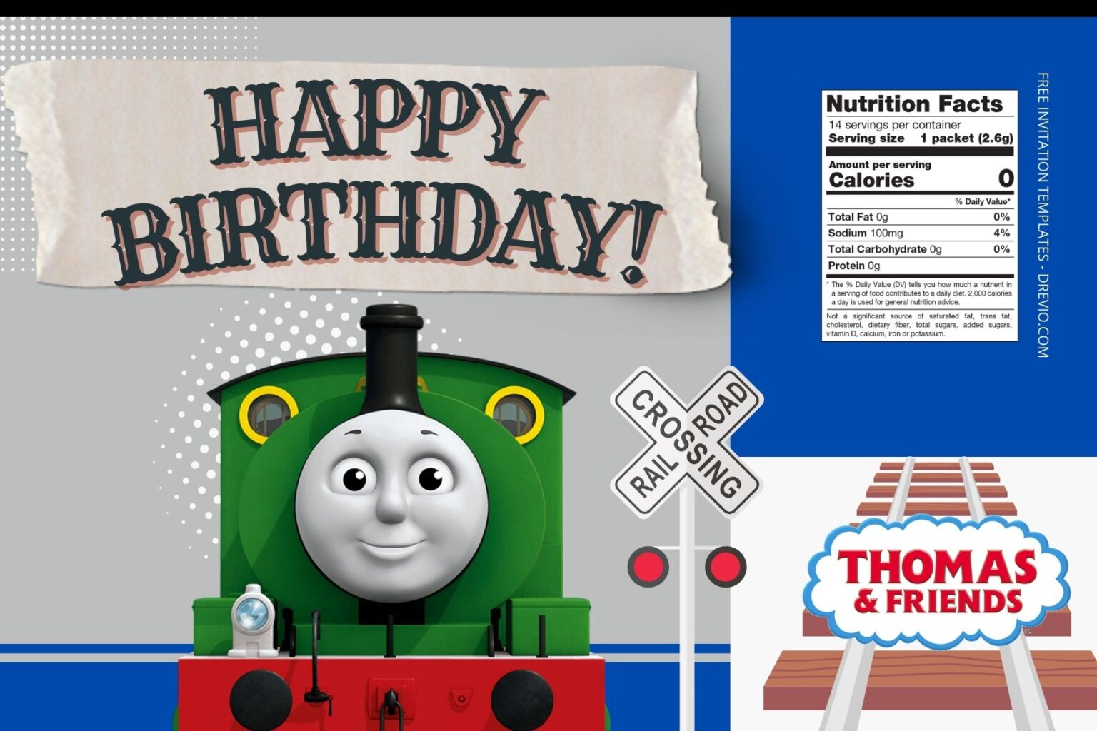 (Free Editable) Thomas And Friends Canva Birthday Water Bottle Labels