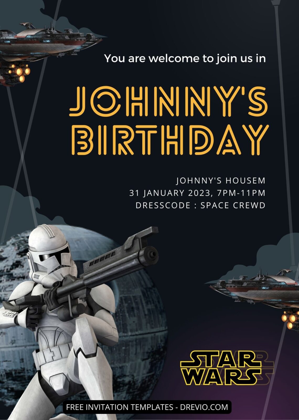 11+ Galactic Party With Star Wars Canva Birthday Invitation Templates