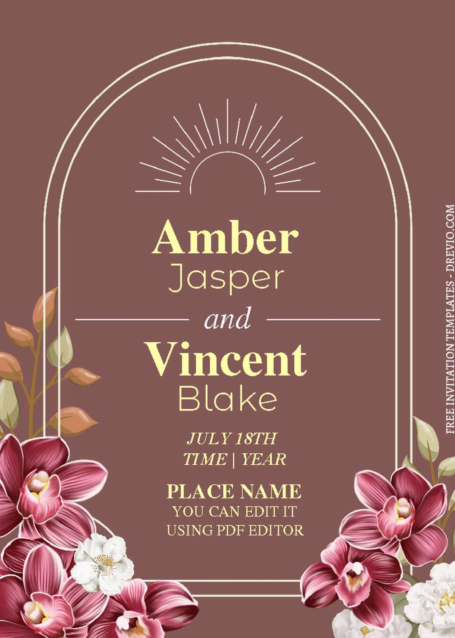 (Free Editable PDF) Bold And Chic Bohemian Floral Wedding Invitation ...